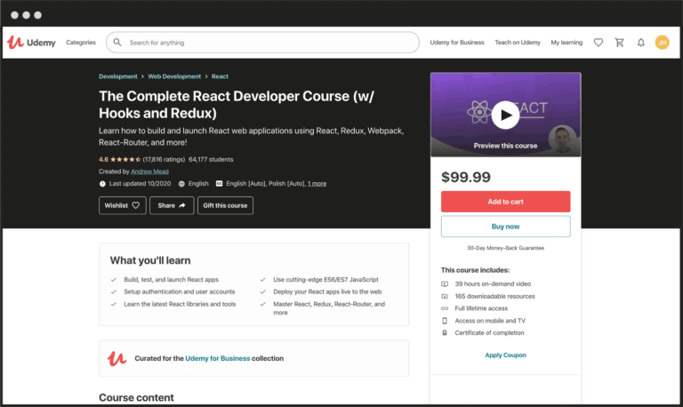10 Best React Courses on Udemy [October 2025]